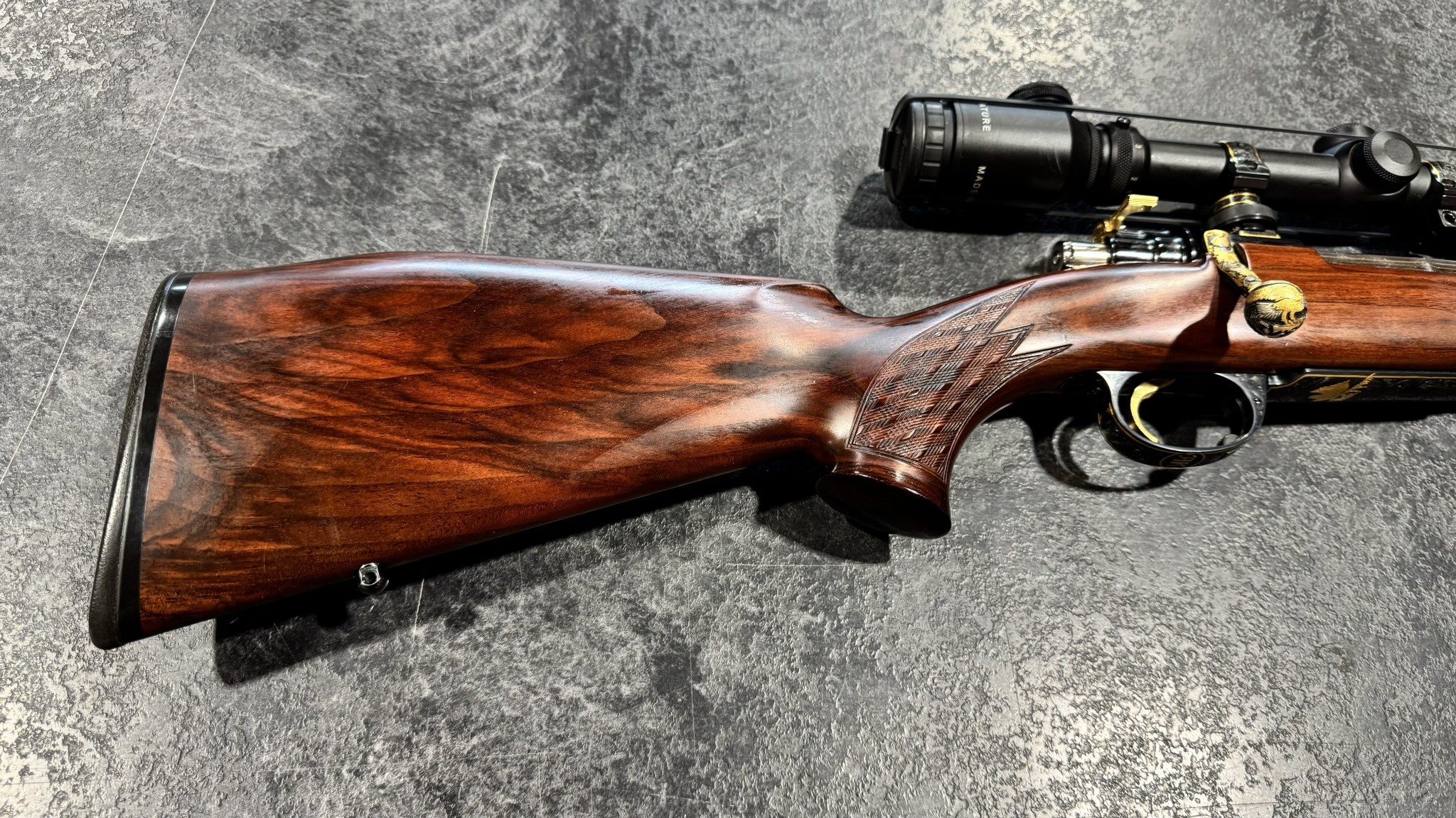 FN Mauser Custom 338-06 Gold Engraved w/Burris 1.5-6 Scope Engraved by ...