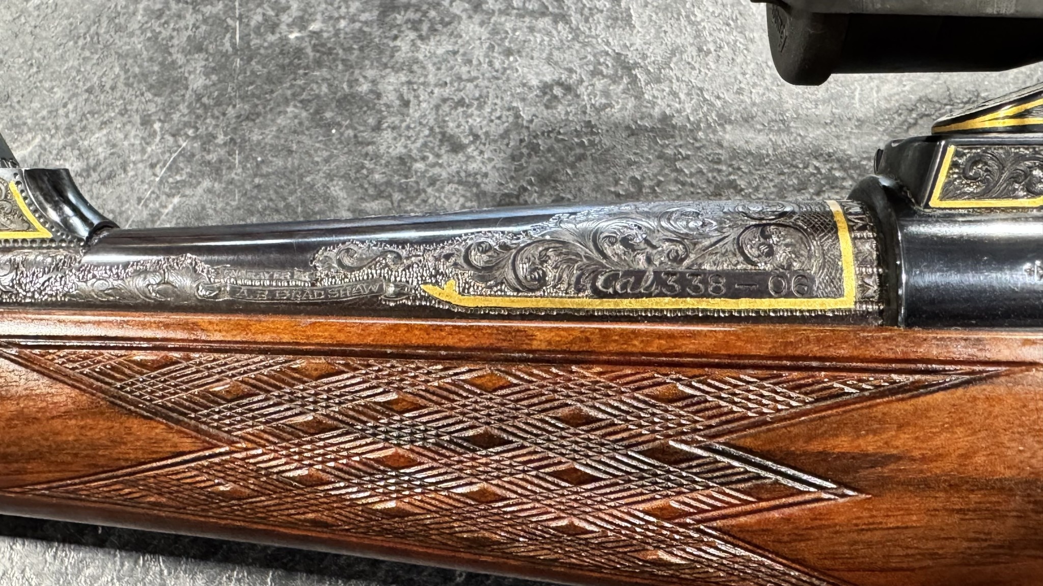 FN Mauser Custom 338-06 Gold Engraved w/Burris 1.5-6 Scope Engraved by ...