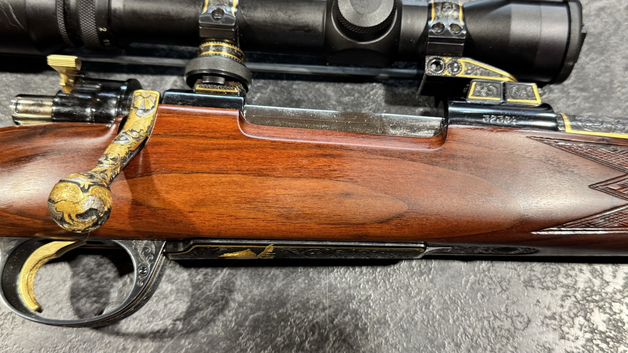 FN Mauser Custom 338-06 Gold Engraved w/Burris 1.5-6 Scope Engraved by ...