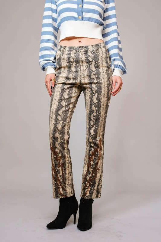 Snakeskin Print Jeans - Firefly