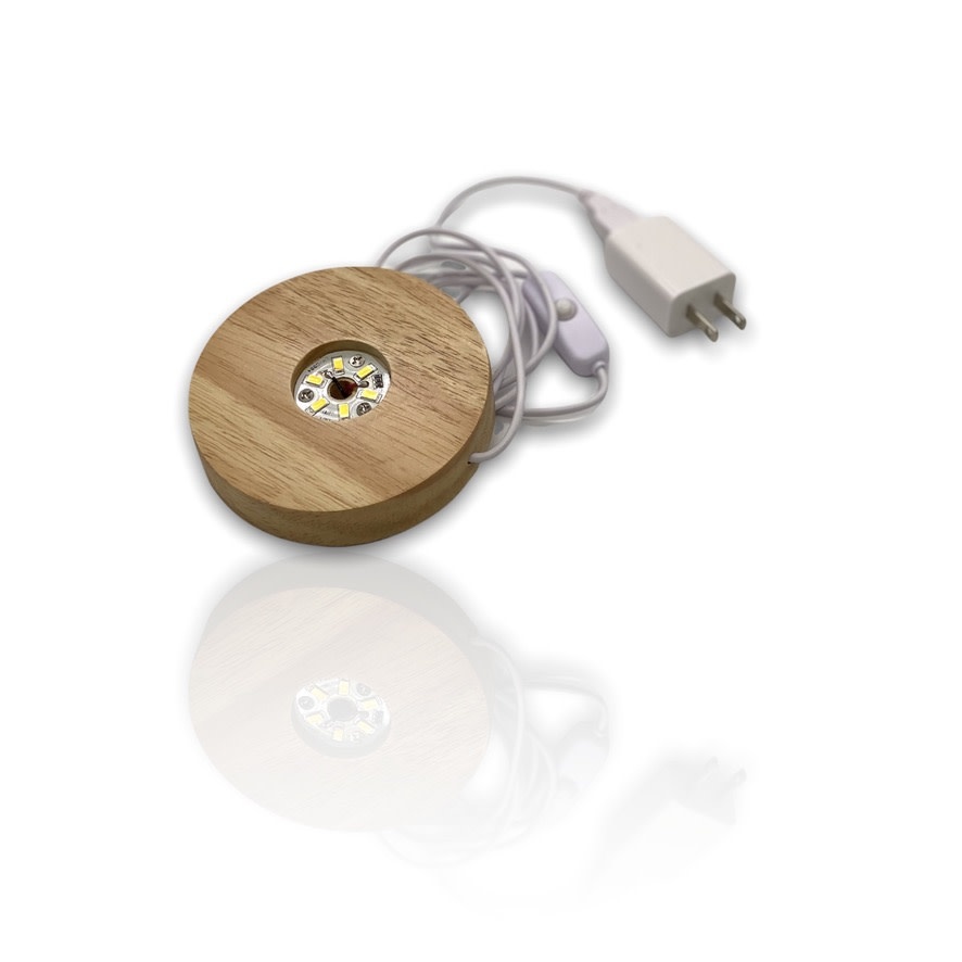 LED Natural Wood Base With Cord - White Buffalo