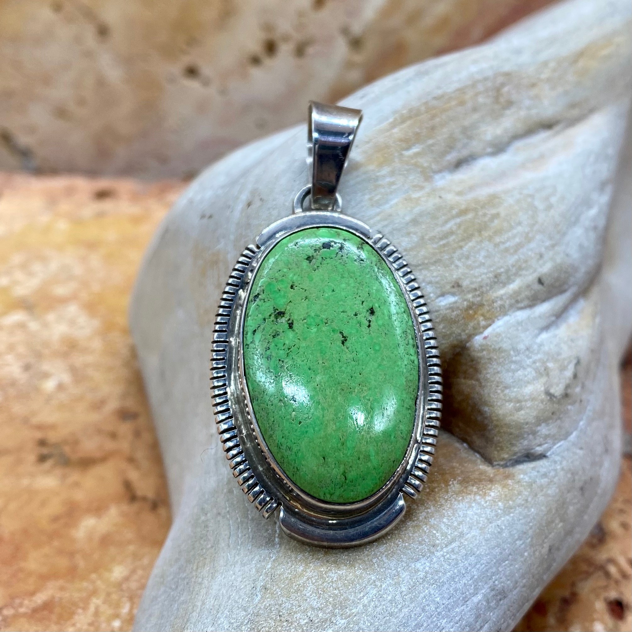 Gaspeite Pendant- Thomas Francisco - White Buffalo