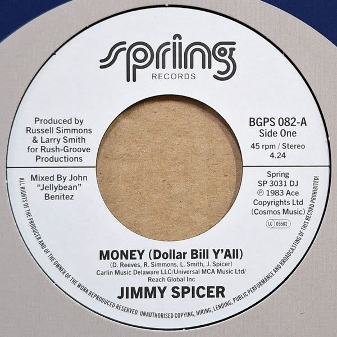 Jimmy Spicer – Money (Dollar Bill Y'all) 7" (2025 Reissue. BGP Records ...
