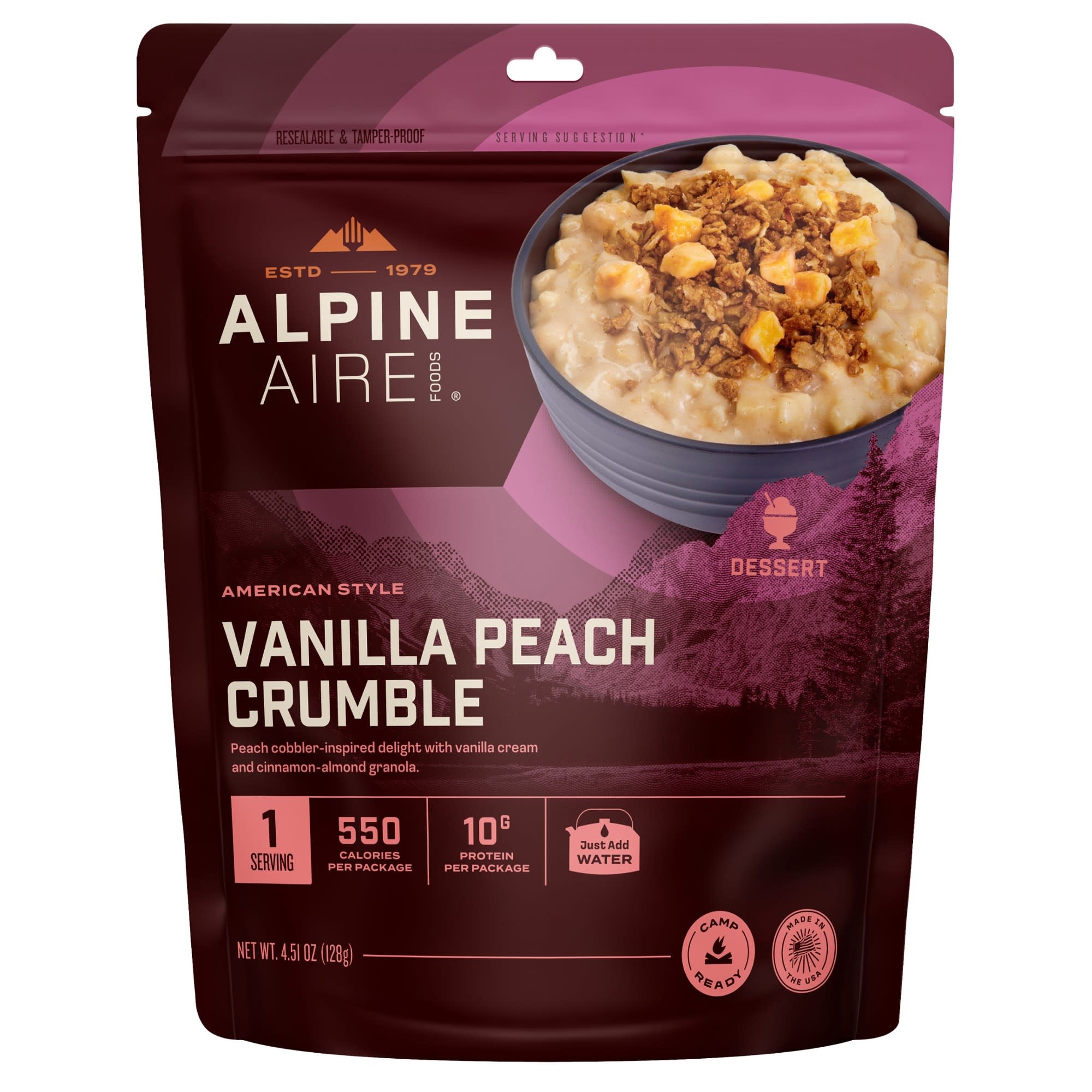 AlpineAire Vanilla Peach Crumble - One Serving - Trailhead Paddle Shack
