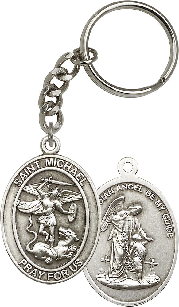 St. Michael the Archangel Keychain, Antique Silver - The Cathedral ...