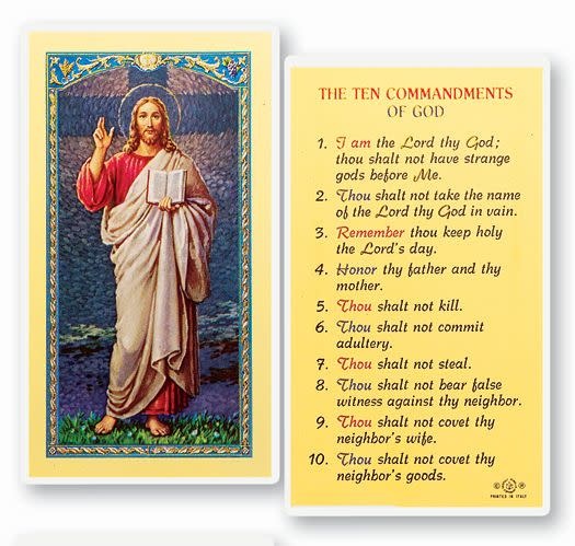 Ten Commandments Prayer Card - The Cathedral Bookstore