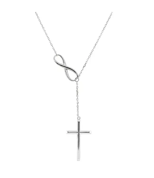 Sterling Silver Plain Infinity w/ Dangling Cross Necklace - The ...
