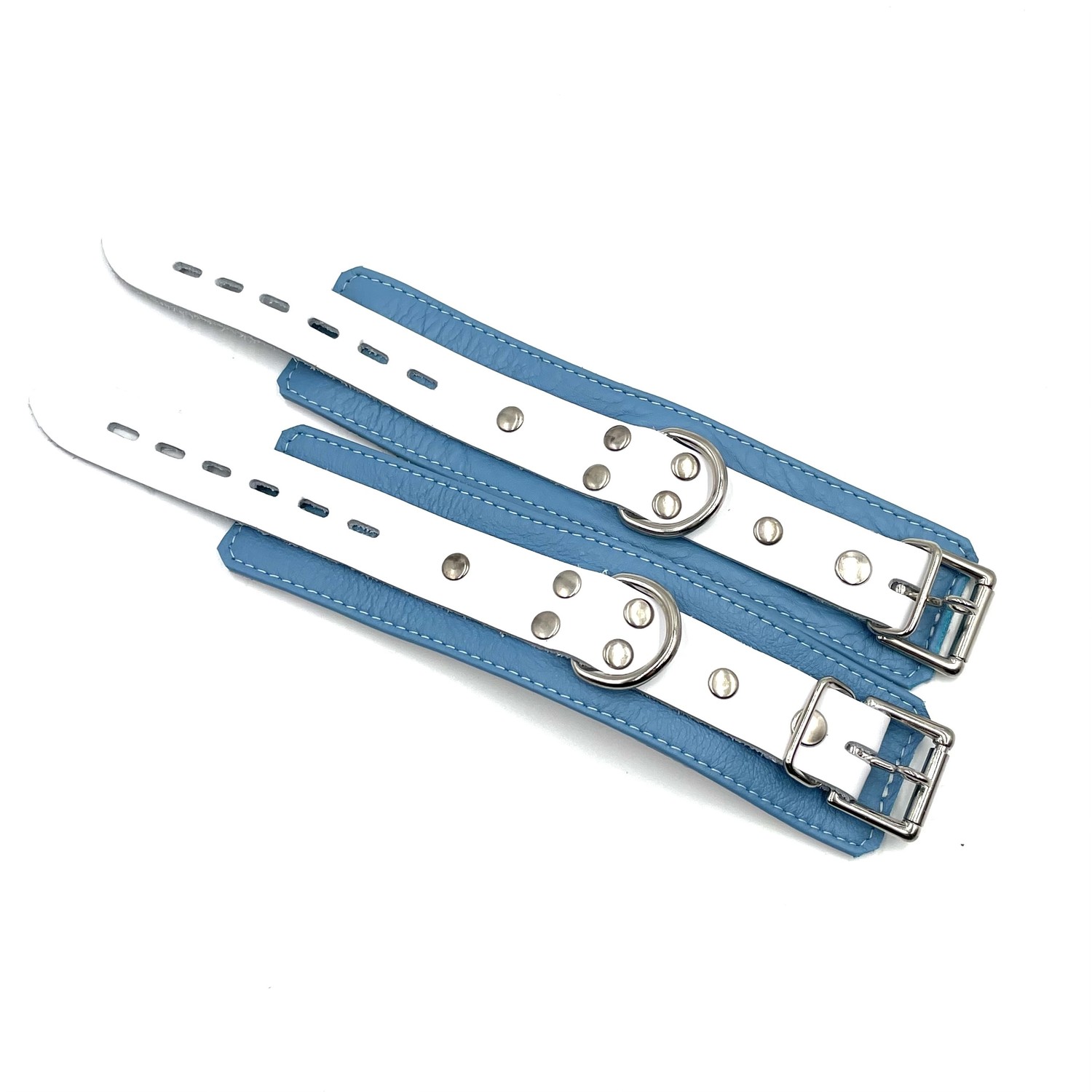 Crystal Blue Wrist Cuffs | Jaguar Collection By Aslan Leather | Bondesque