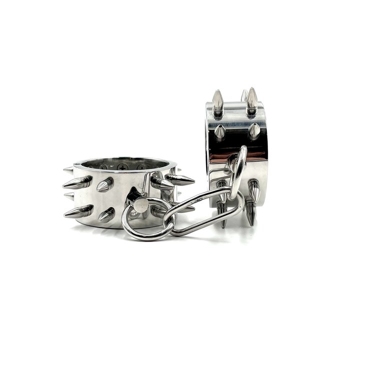 Spike metal wrist shackles -BDSM | Bondesque