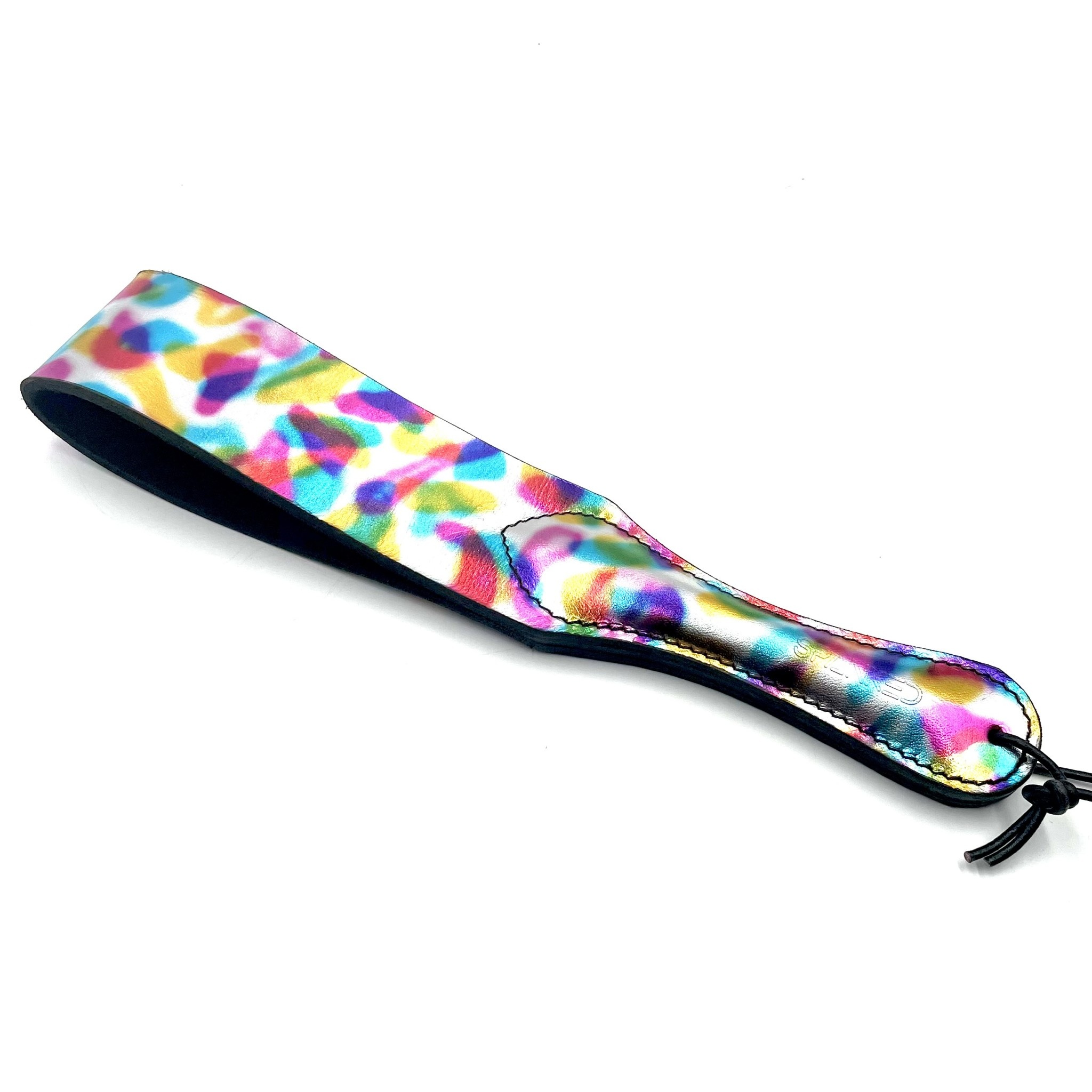 Rainbow Leather Loop Leather Paddle | Slapping & Spanking Paddles - Bondesque