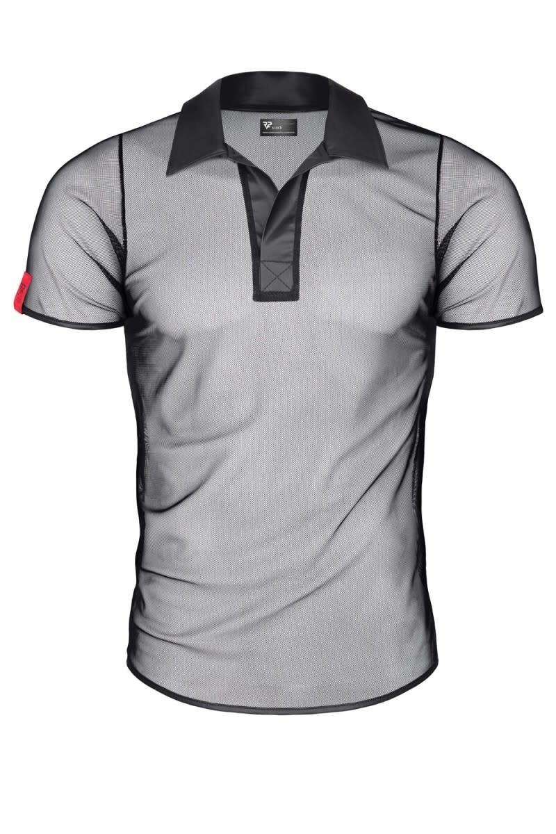 Transparent Mesh Polo Shirt for Men | Fetish Fashion | Regnes - Bondesque