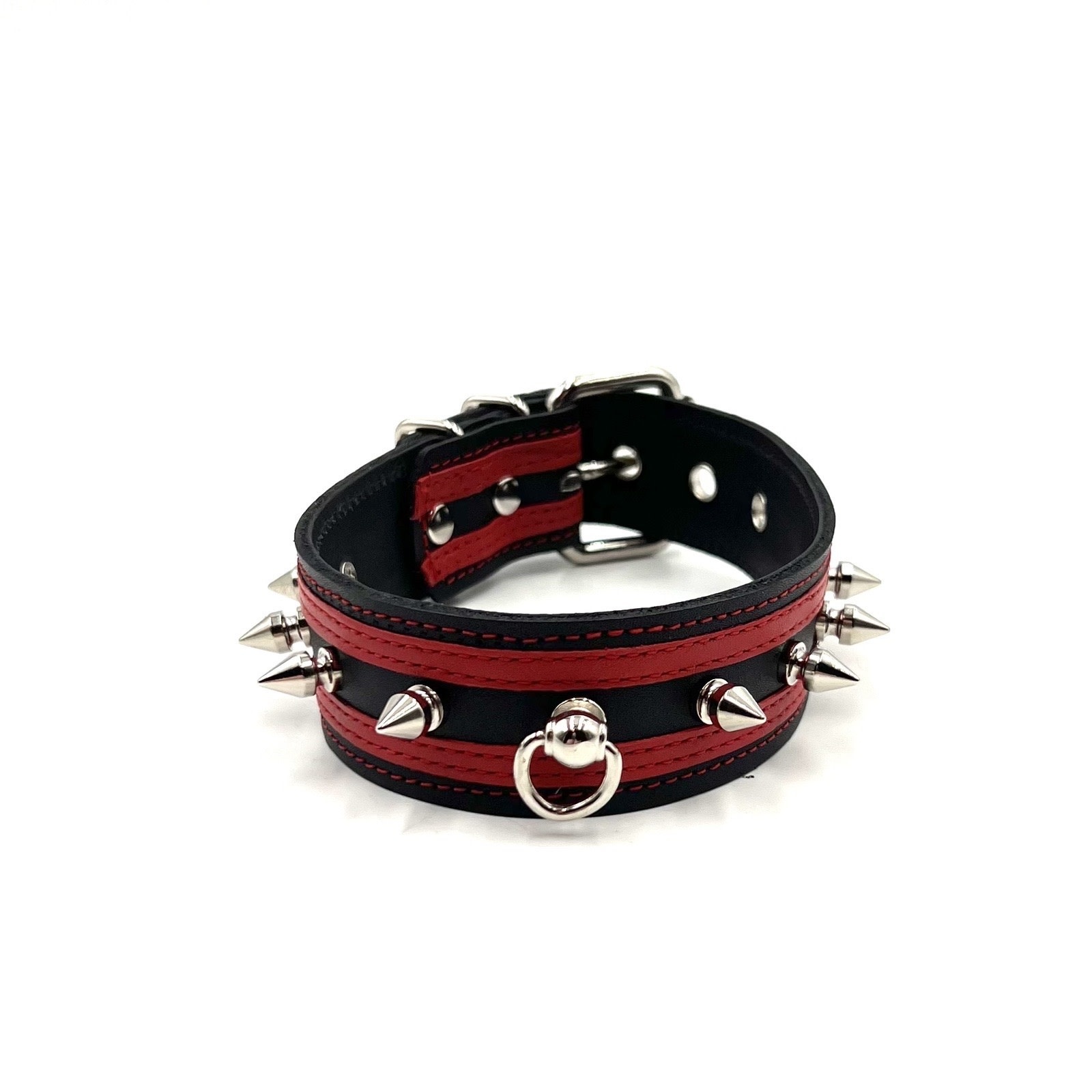 Post Ring And Spike Collar Black | KOOKIE INT'L | BDSM Gear | Bondesque