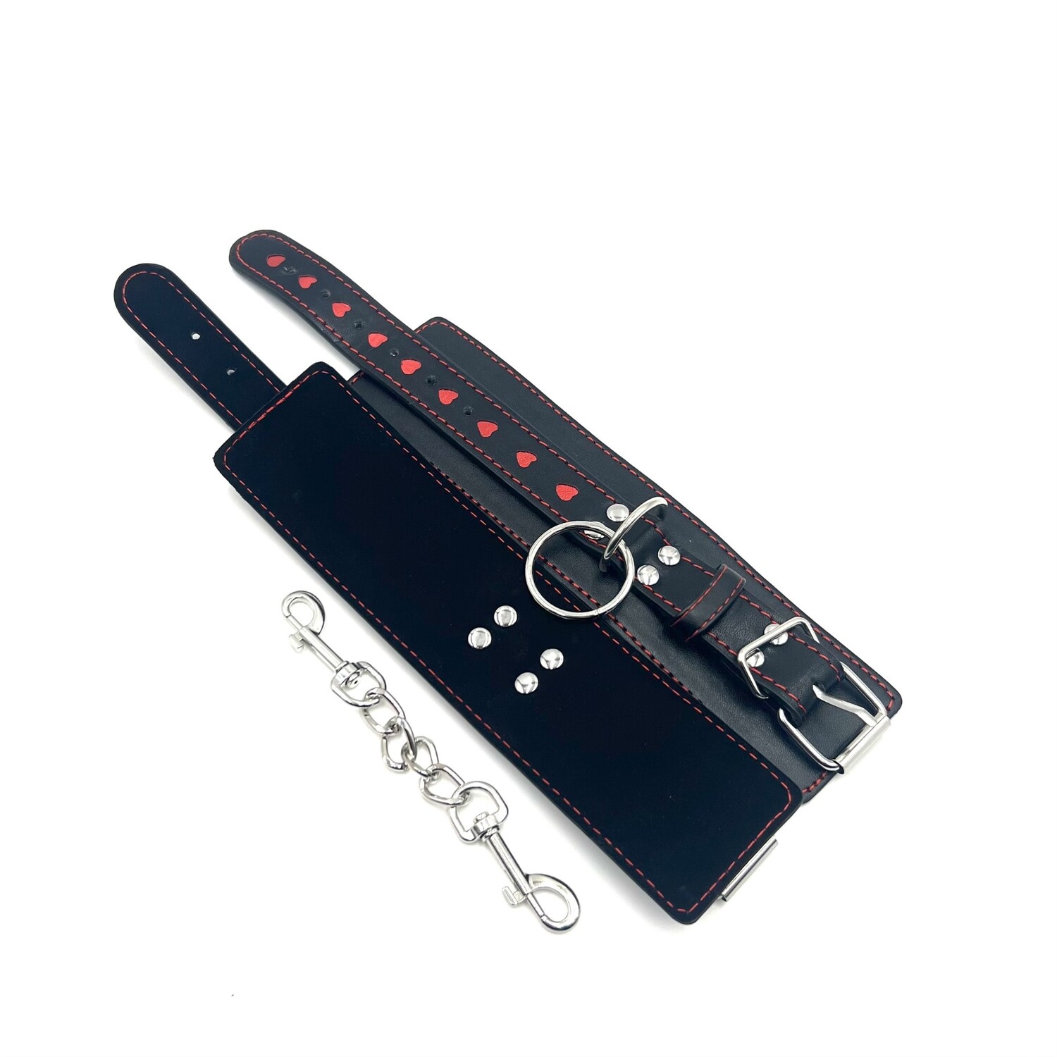 Wrist restraints with red hearts | Vegan I love you Kinky Restraints ...