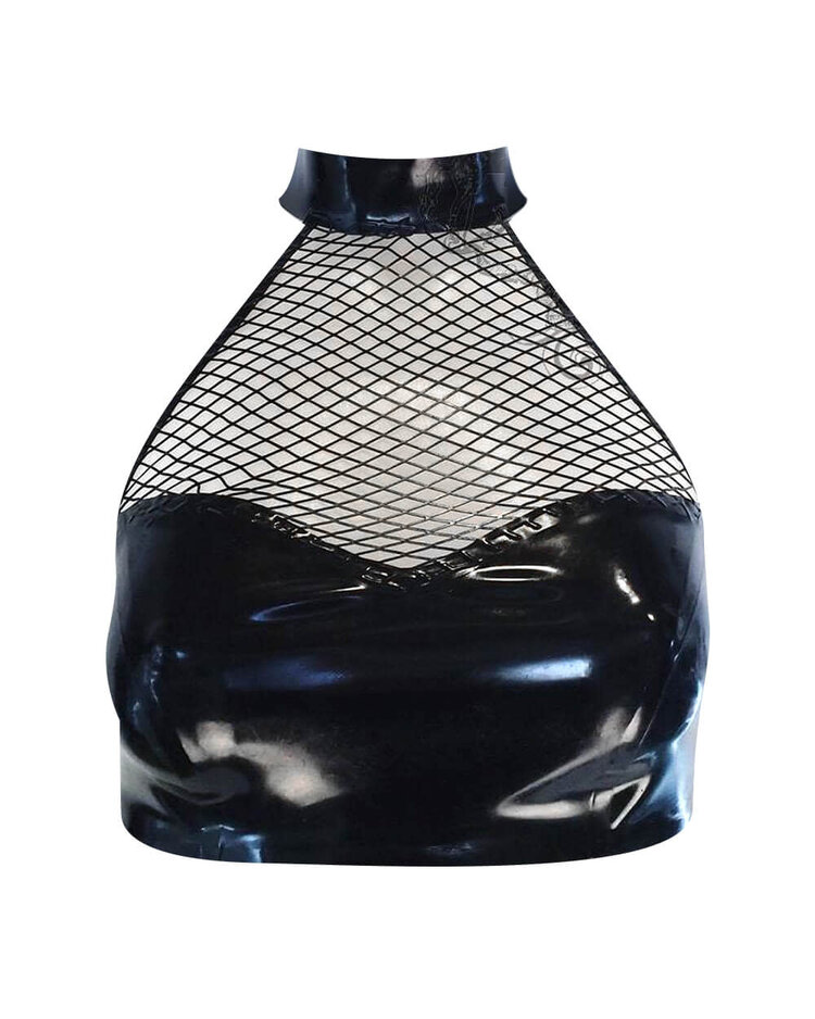 Latex Fishnet Halter Crop Top | Vex Latex - Bondesque