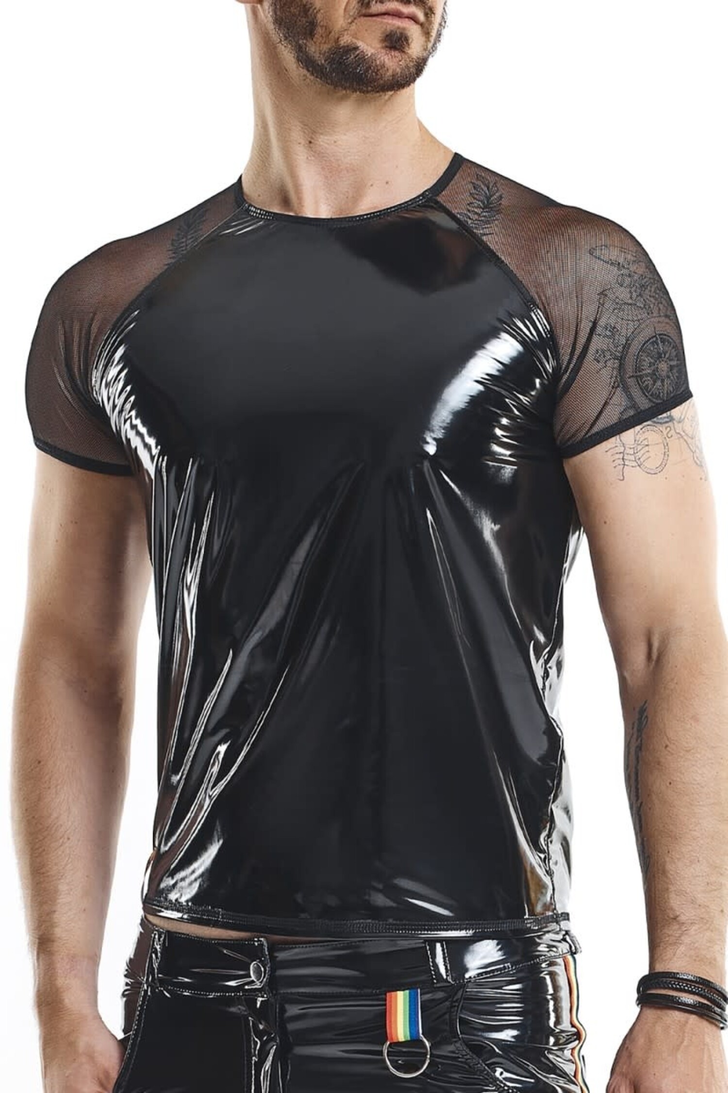 PVC T-shirts With Mesh Sleeves | Mens Fetish Wear | Regnes | Bondesque