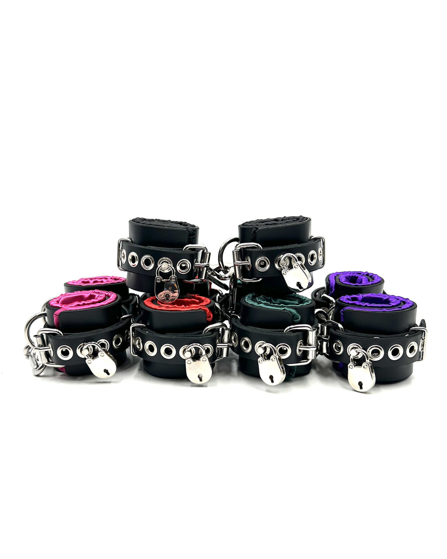 Locking Satin Lined Leather Bondage Wrist Cuffs | BDSM Gear | Axovus ...