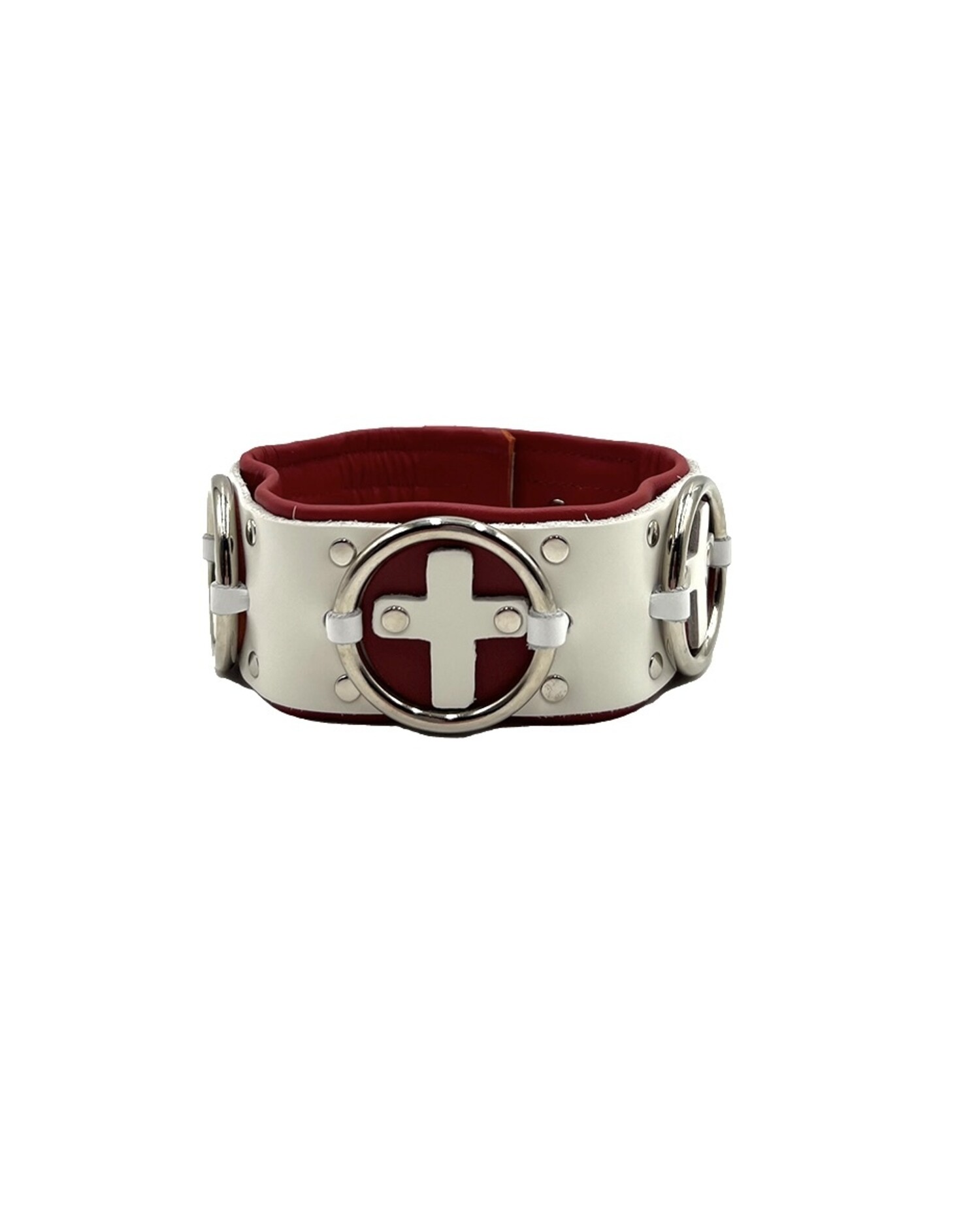 Red and White Nurse Cross Collar | BDSM Collar | KOOKIE INT'L | Bondesque