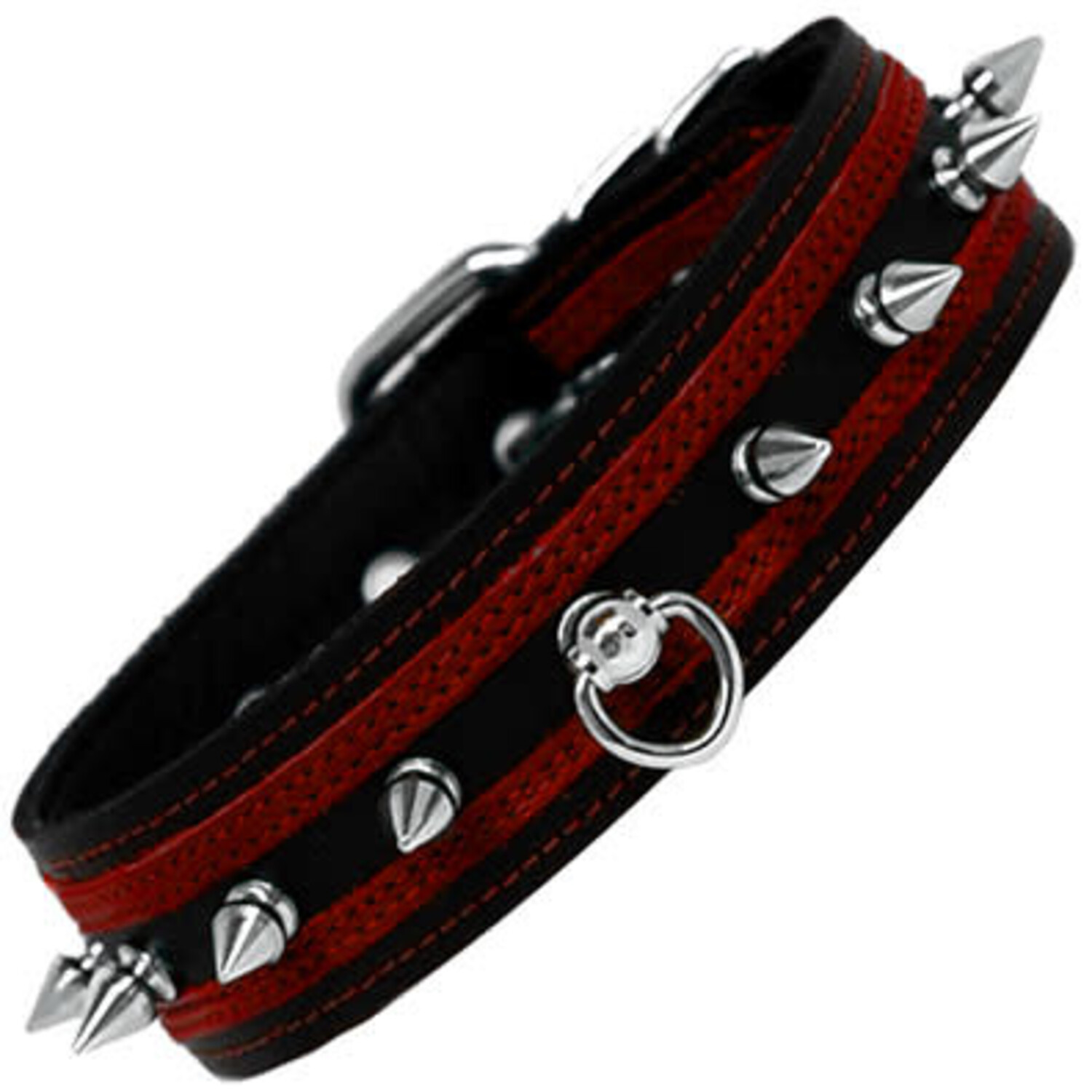 Post Ring And Spike Collar Black | KOOKIE INT'L | BDSM Gear | Bondesque