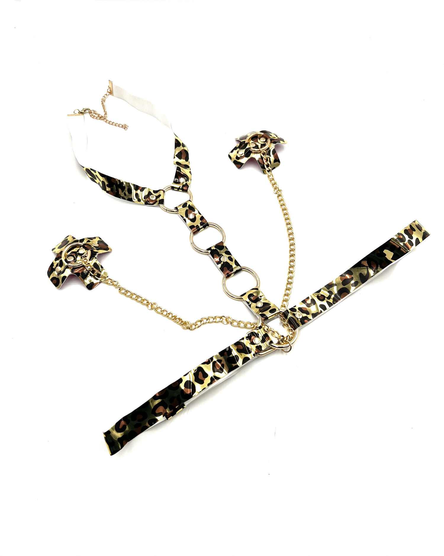 Rave Chest Harness with Cross Pasties | Bondesque