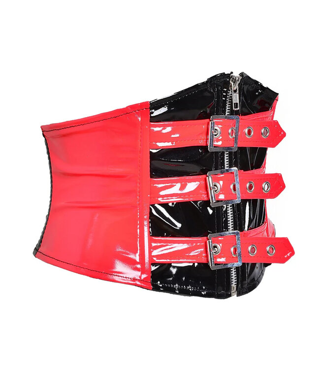 PVC Buckle Waspie Belt in Red | BDSM Fashion | Honour Clothing - Bondesque