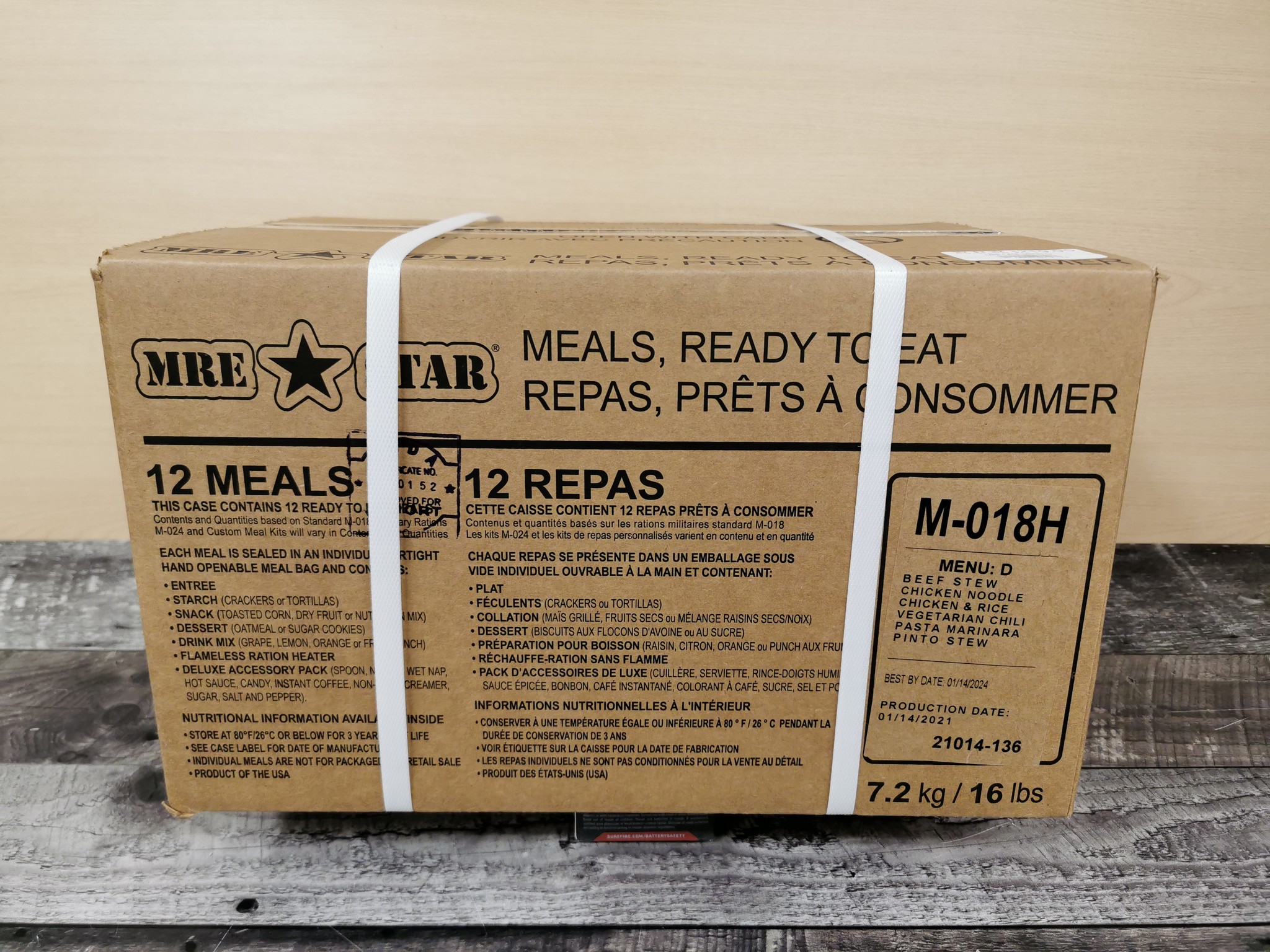 MRE (MEAL READY TO EAT) CASE MENU D - Smith Army Surplus
