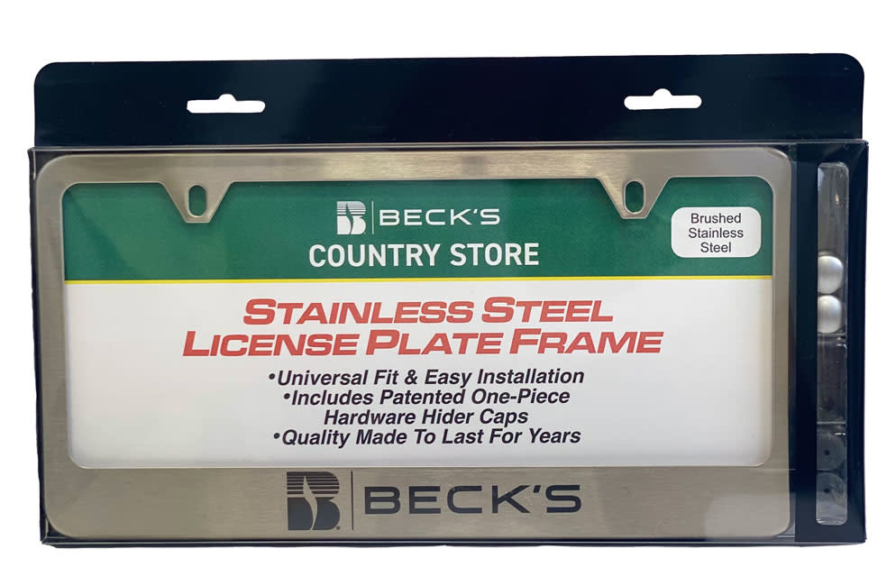 03893 Stainless Steel License Plate Frame - Beck's Country Store