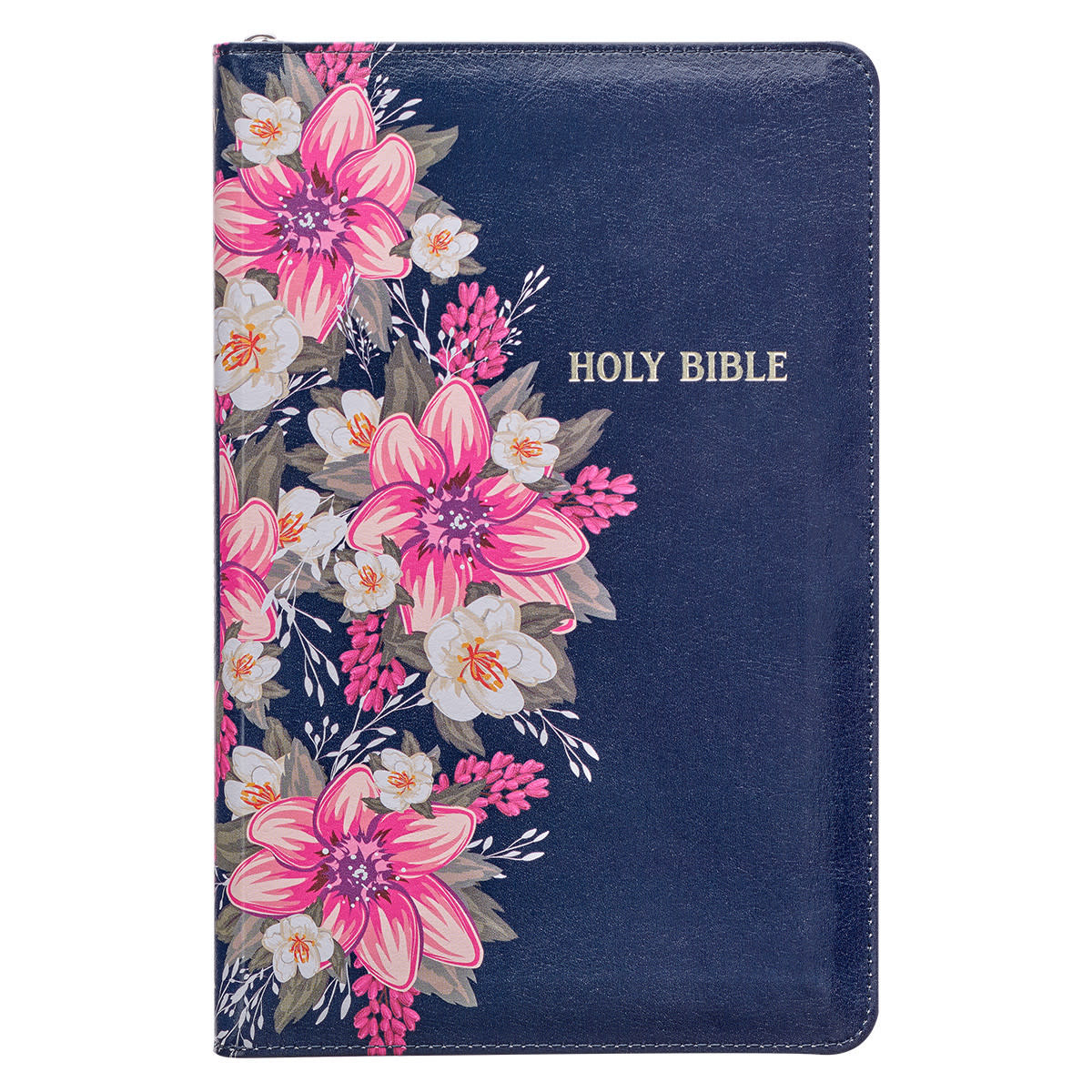 Floral Blue Faux Leather KJV Deluxe Gift Bible with Thumb Index and ...