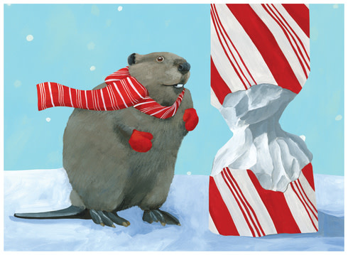 Beaver Candy Cane Card - The Circle & The Circle Kids Whistler