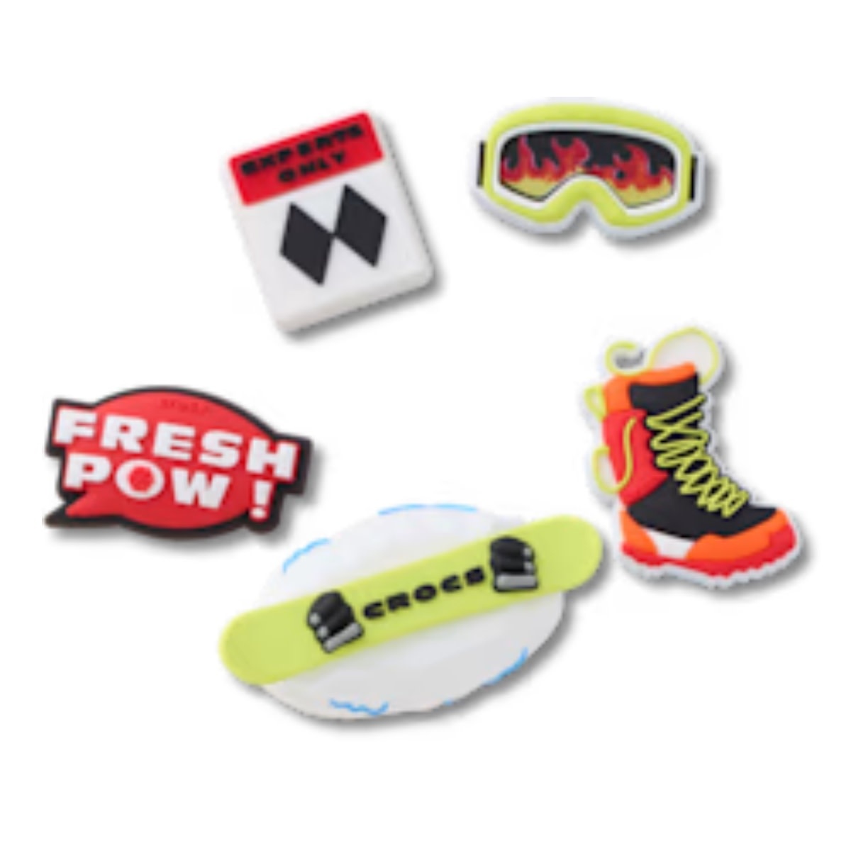 Snowboarding 5 Pack Jibbitz - The Circle & The Circle Kids Whistler
