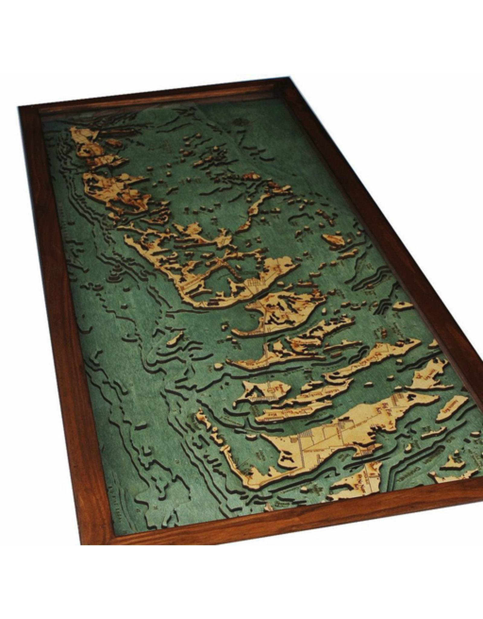Lower Florida Keys (Bathymetric 3-D Wood Carved Nautical Chart) - Rare ...