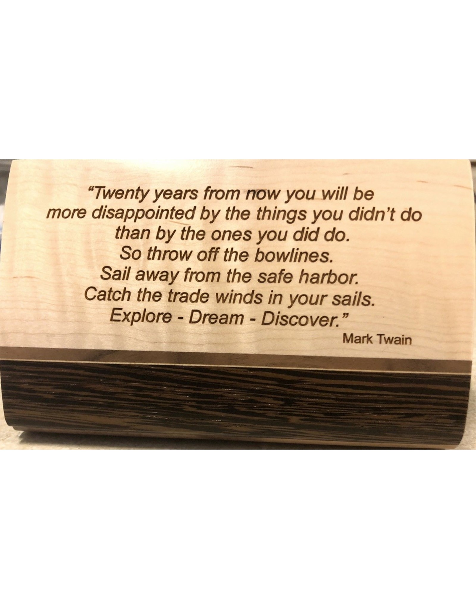 TREASURE WOOD BOX (Asst. Stripes, Engraved Quote) - Rare Earth Gallery