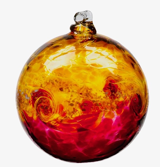 Kitras Art Glass VANGLOW BALL, 6", Gold/Pink, KITRAS - Rare Earth Gallery