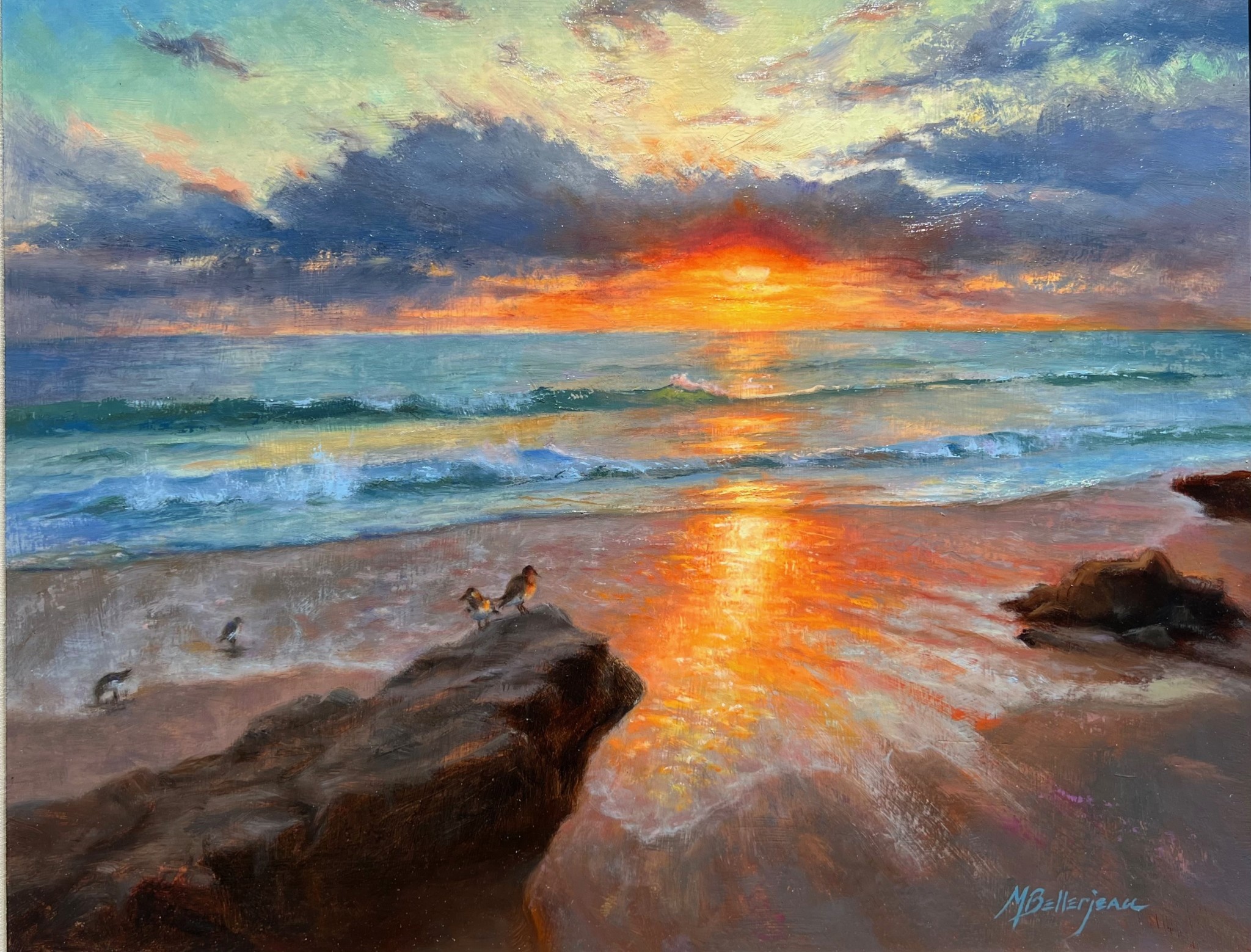 Michaelann Bellerjeau Gilbert Sunrise w/2 birds, Mini giclee on GW ...