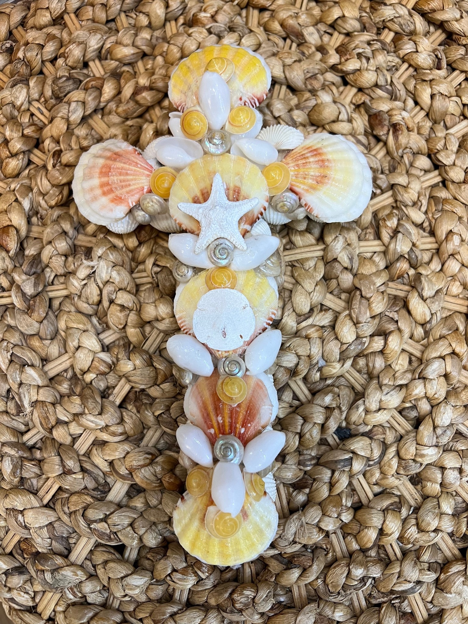 "Sunshine" seashell cross, 9x5", BEA - Rare Earth Gallery