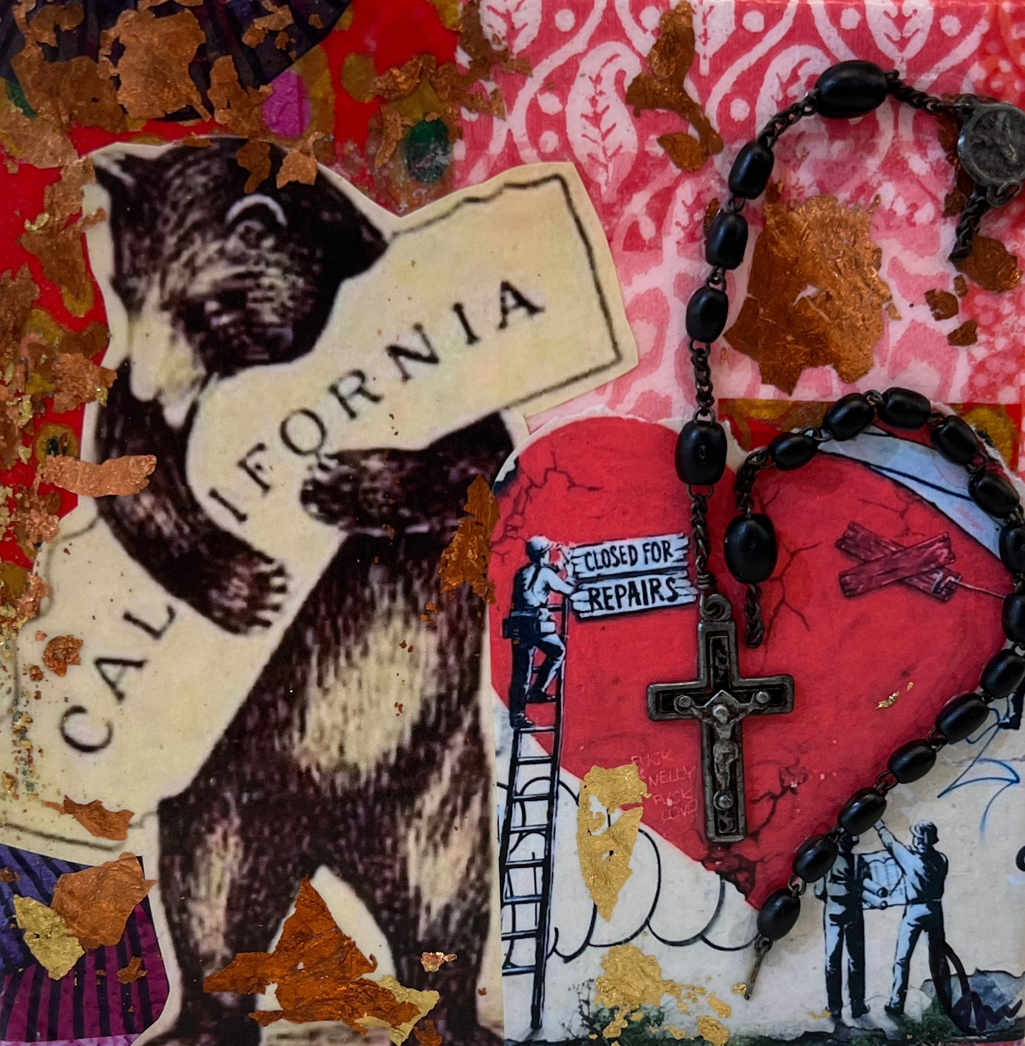 Pam Maschal "California", collage on canvas, 6" sq, PAMM - Rare Earth ...