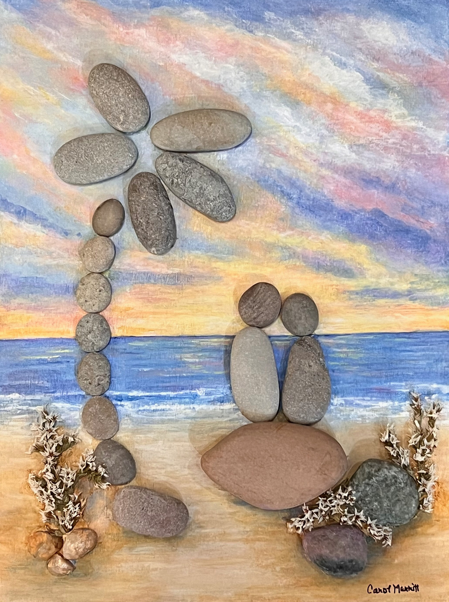 "Pebble Beach Sunset", Mixed media on panel, 6x8", CARM - Rare Earth ...
