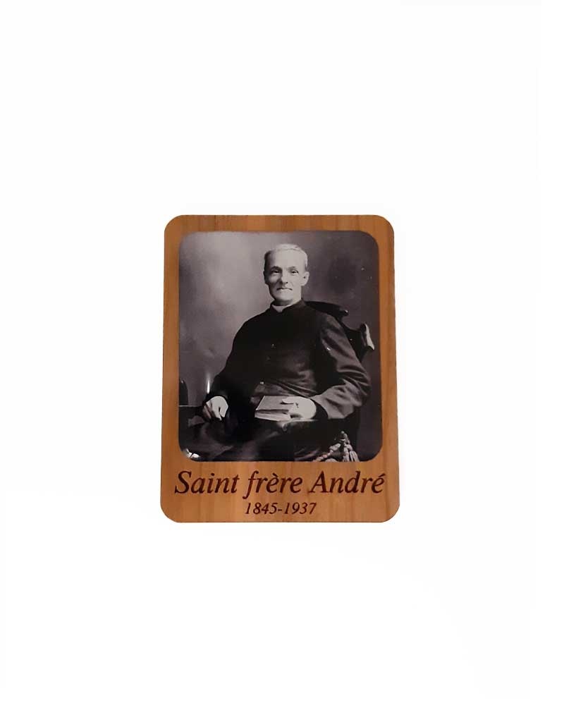 Saint Brother André wooden magnet (black and white) - Gift Shop - Saint ...
