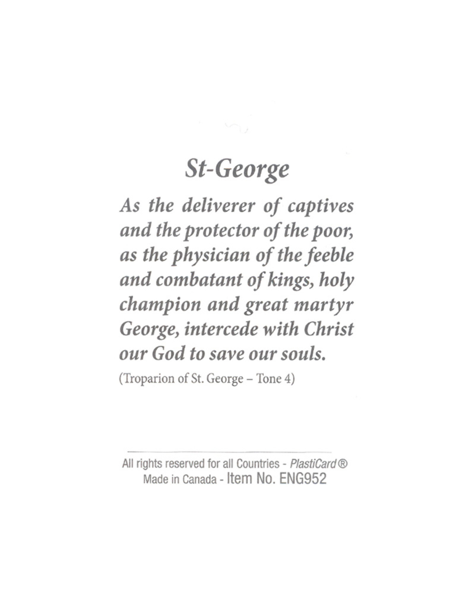 Saint Georges and the dragon prayer card - Gift Shop - Saint Joseph’s ...