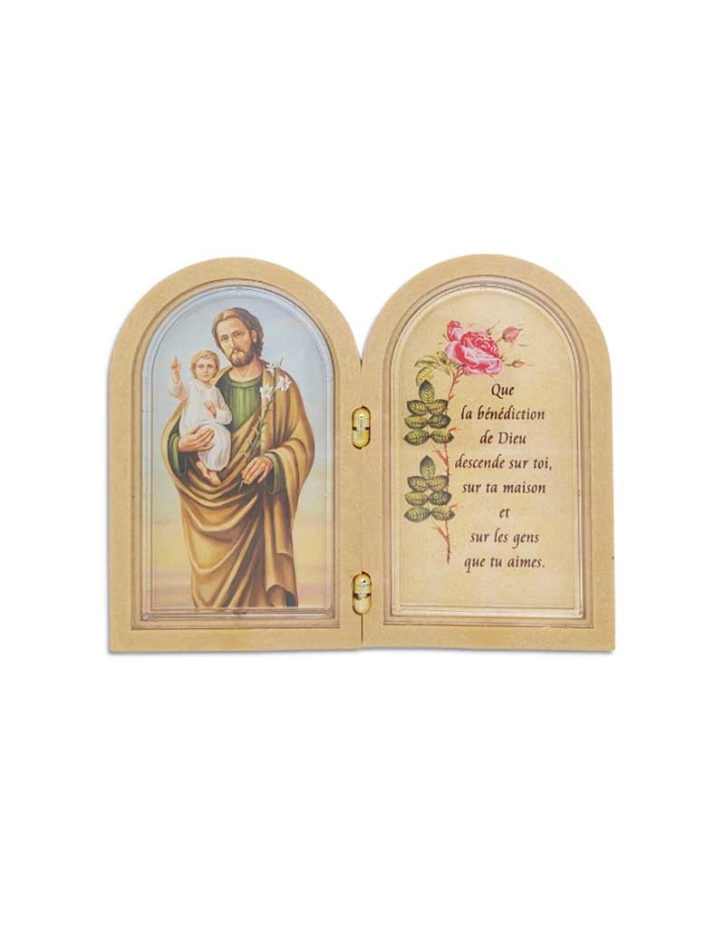 Small Saint Joseph double frame with prayer (french) - Gift Shop ...