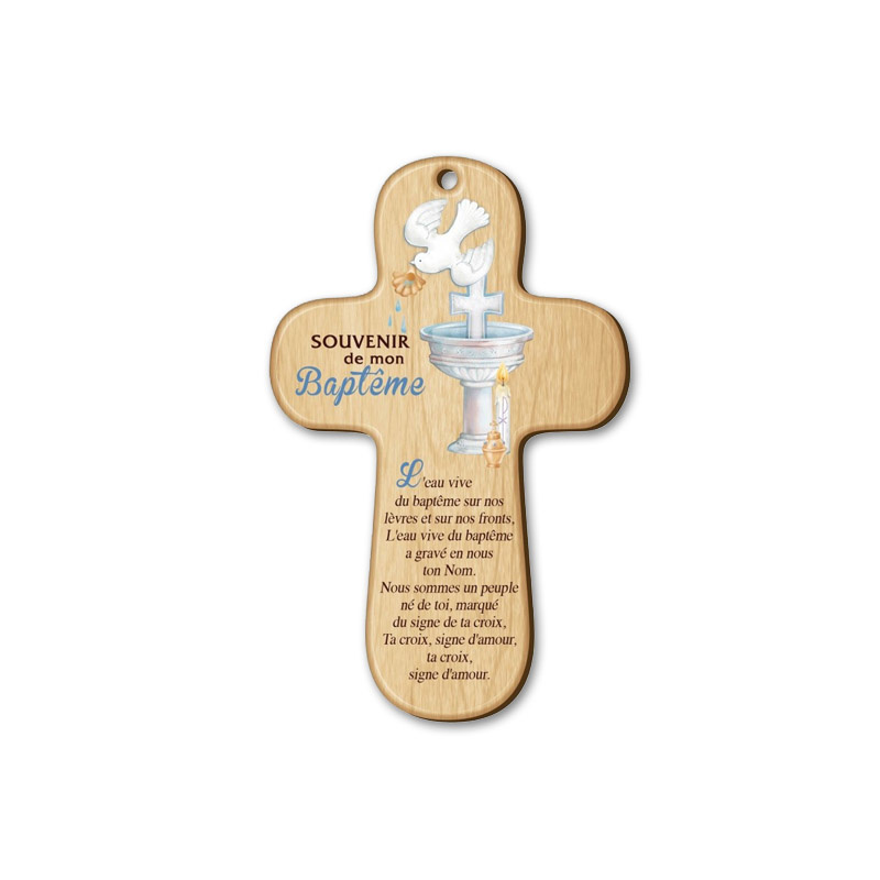 Wooden baptism cross with prayer - Gift Shop - Saint Joseph’s Oratory ...