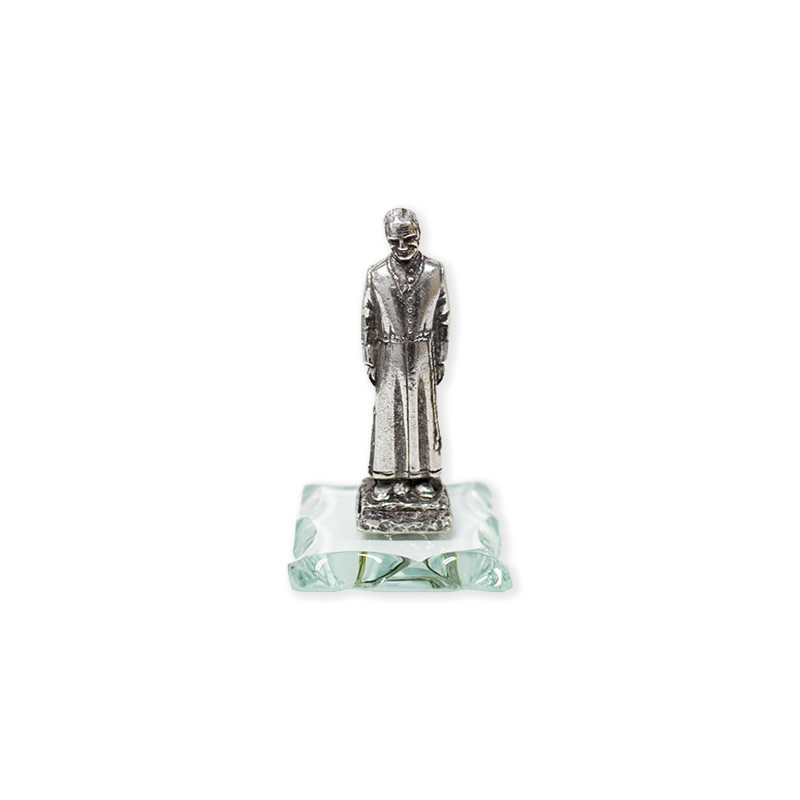 Antique pewter statue of Saint Brother André on glass - Gift Shop ...