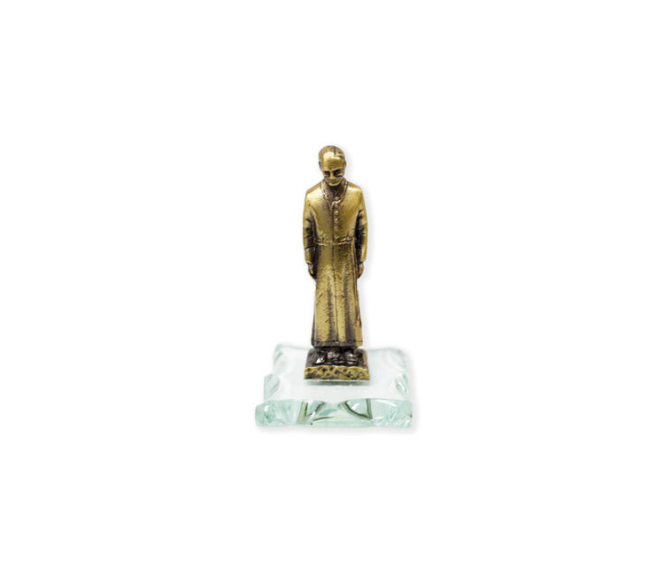 Antique golden statue of Saint Brother André on glass - Gift Shop ...