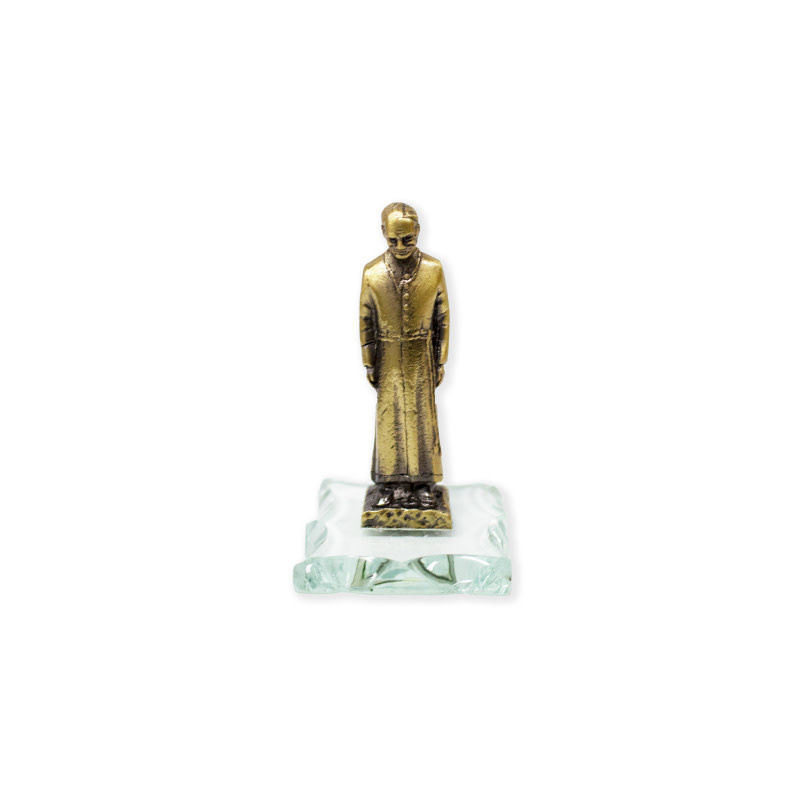 Antique golden statue of Saint Brother André on glass - Gift Shop ...