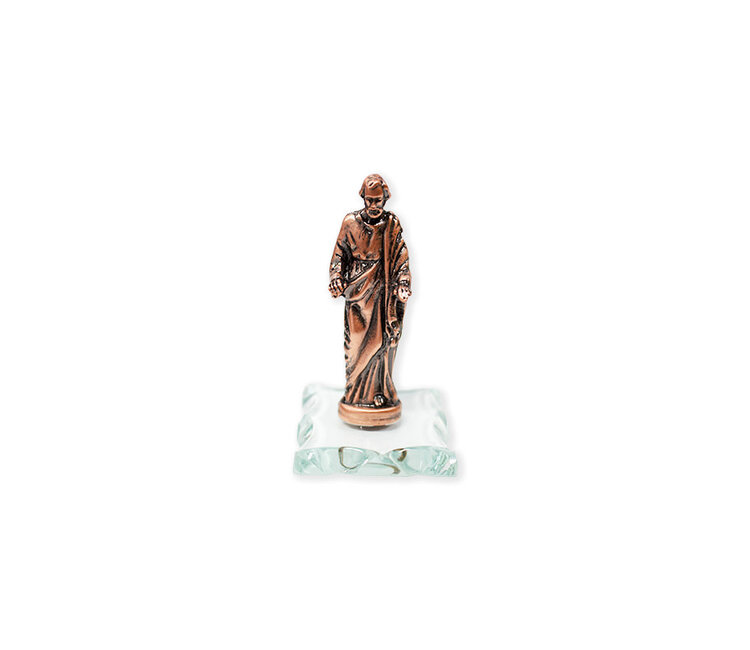 Statue of Saint Joseph blessing antique coppery finish on glass - Gift ...
