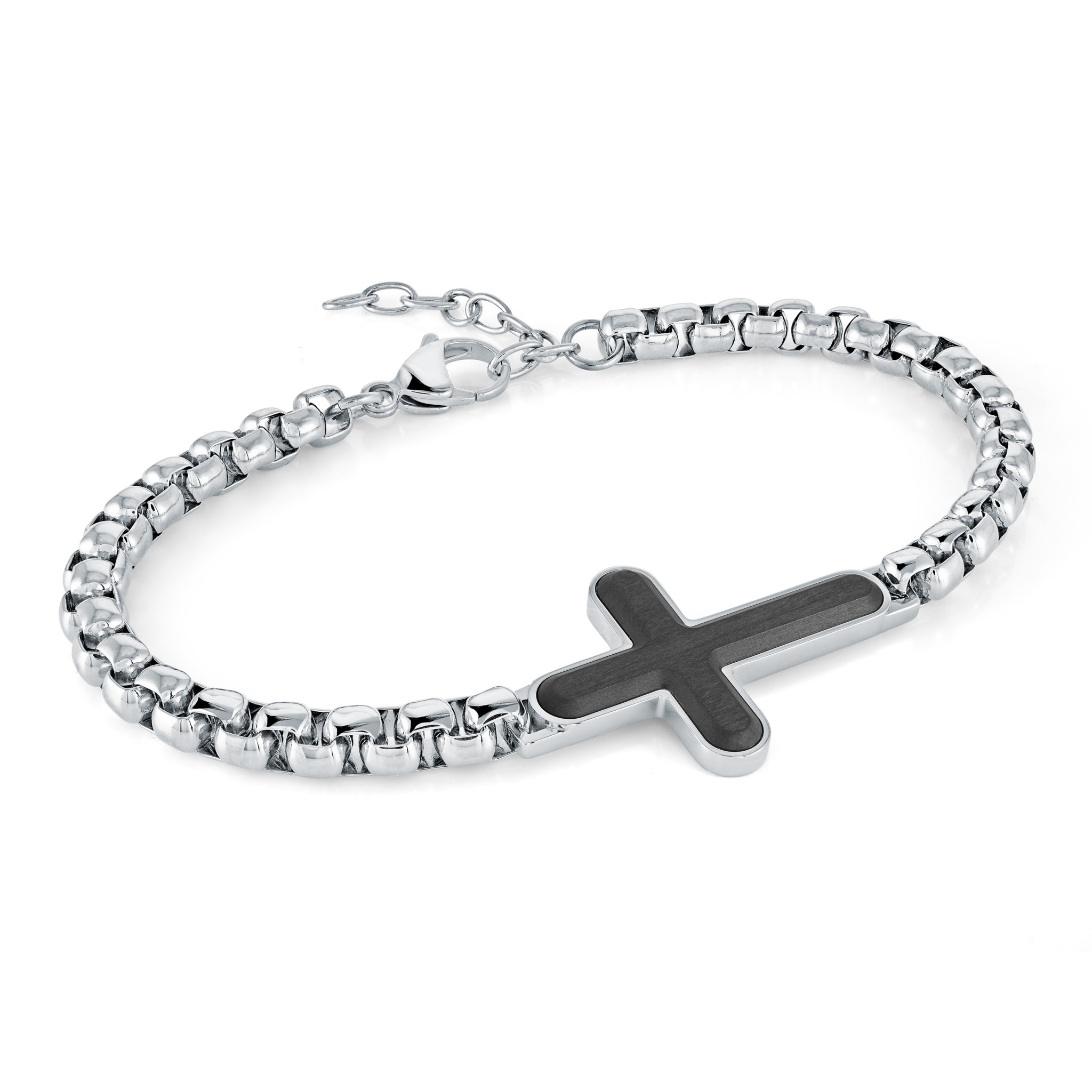 Carbon fiber cross bracelet with round chain - Gift Shop - Saint Joseph ...