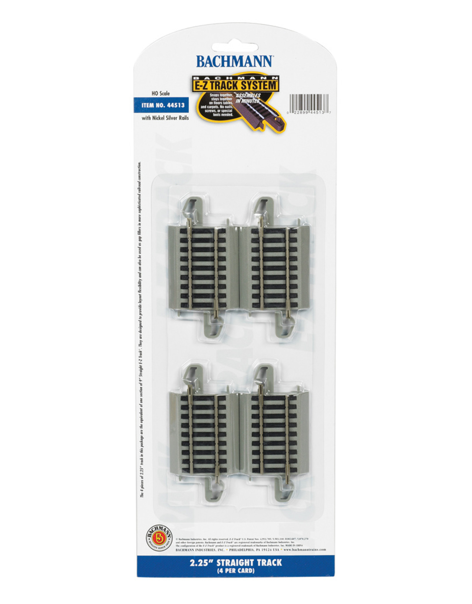 2.25" Straight HO Scale EZ Track - Hub Hobby