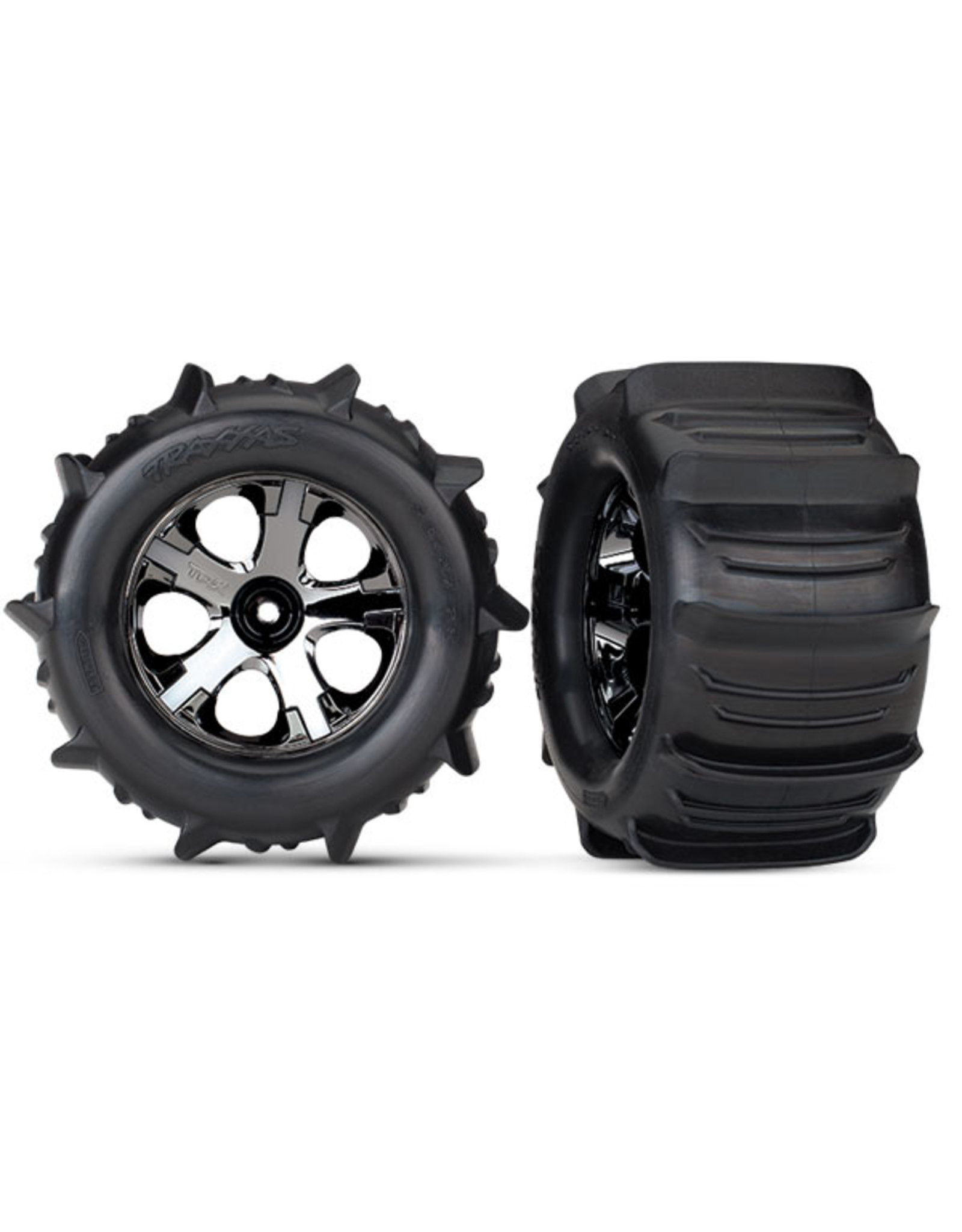 Traxxas 4175 - All-Star Black Chrome Wheels / Traxxas Paddle Tires ...