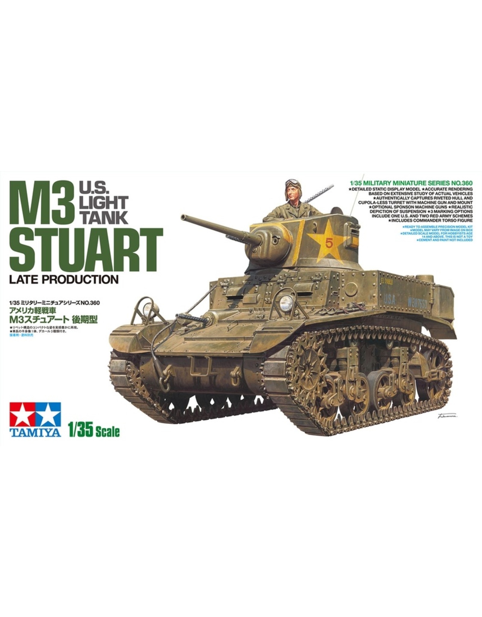 Tamiya 35360 - 1/35 U.S. Light Tank M3 Stuart Model Kit - Hub Hobby