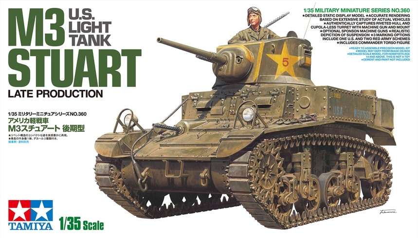 Tamiya 35360 - 1/35 U.S. Light Tank M3 Stuart Model Kit - Hub Hobby