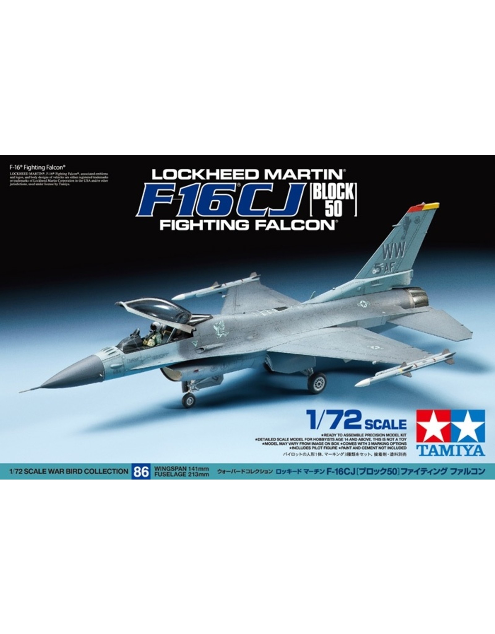 Tamiya 60786 - 1/72 Lockheed Martin F-16 Fighting Falcon Model Kit ...